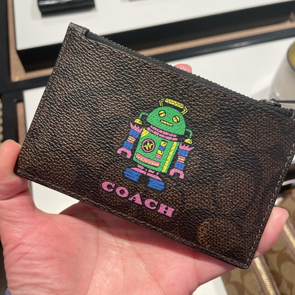 Coach | Bags | Nwtcoach Cosmic Zip Card Case With Robot Print Coach ...